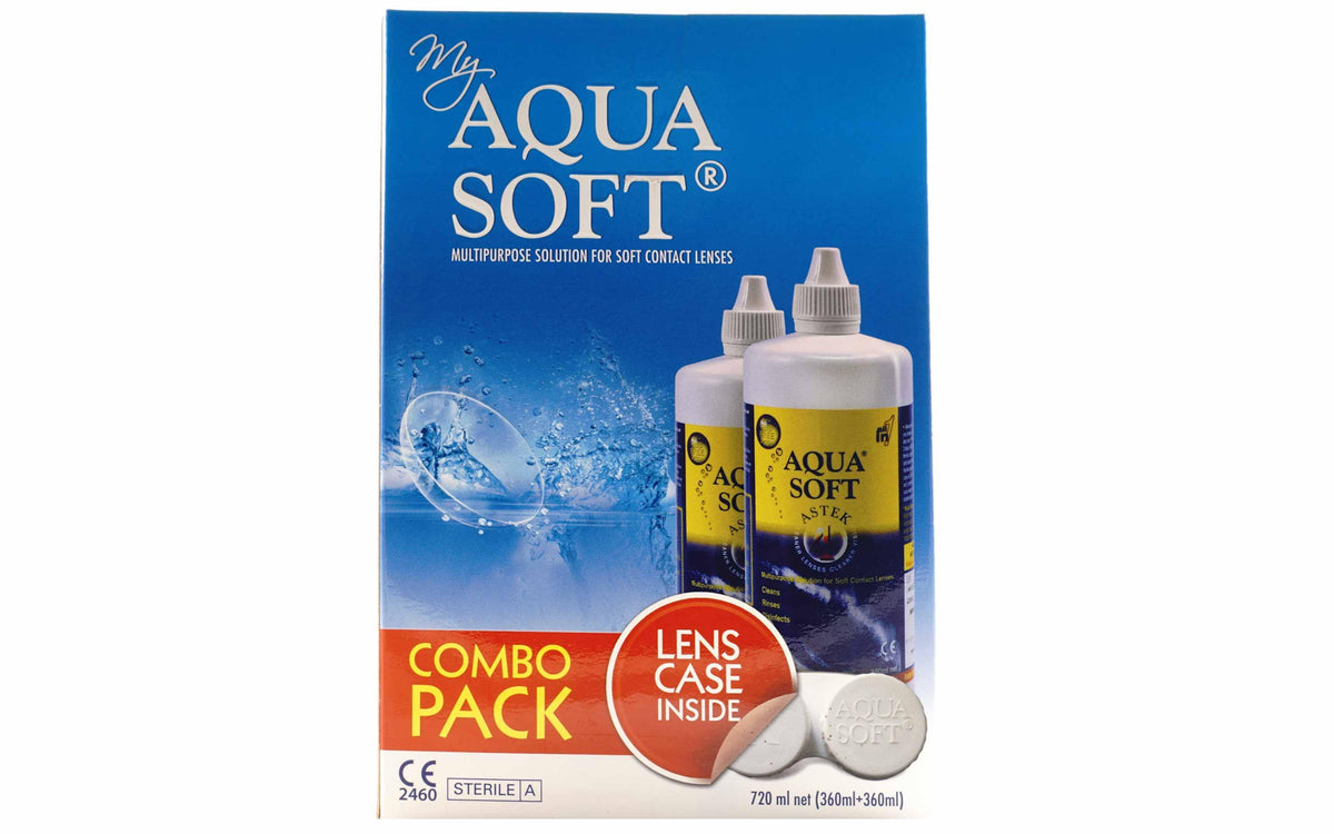 Aqua Soft Contact Lens Solution Combo Pack | 360 ml ☓ 2 | Free Lens Ca ...